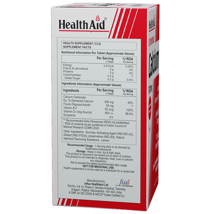 Buy HealthAid Calcium 500 mg Chewable Tablet Online | Classic Derma ...