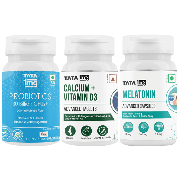 Buy Combo Pack of Tata 1mg Calcium + Vitamin D3 Advanced Tablet (60 ...