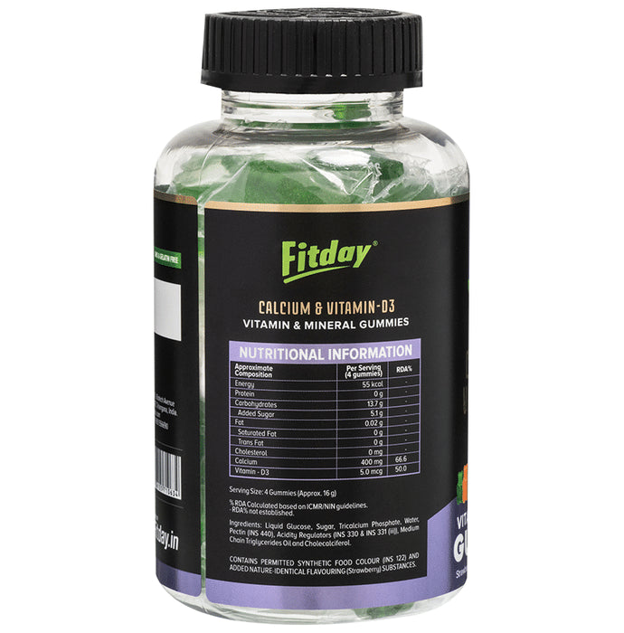 Buy Fitday Calcium & Vitamin-D3 Vitamin & Mineral Gummies Strawberry ...