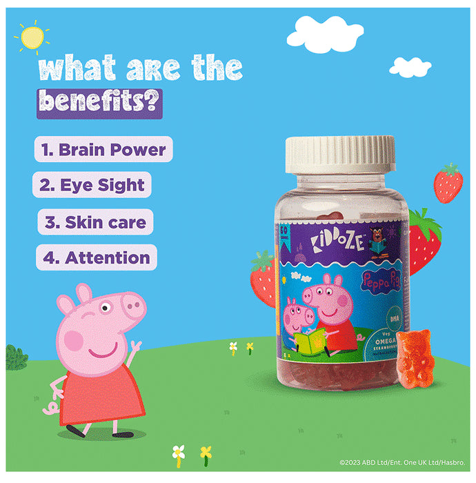Buy Kiddoze Peppa Pig DHA Veg Omega Gummies Strawberry Online | Classic ...