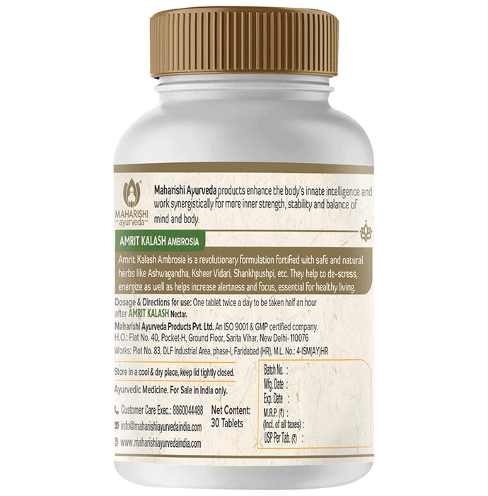 Buy Maharishi Ayurveda Amrit Kalash Ambrosia Tablets Online | Classic ...