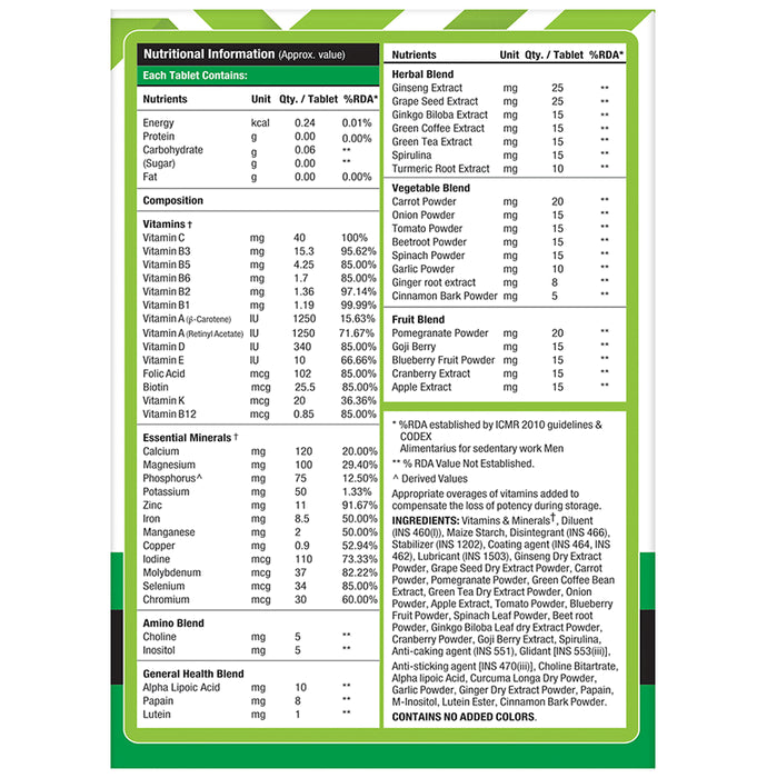 Buy MuscleXP Multi Greens & Fruits Multivitamin Tablet Online | Classic ...