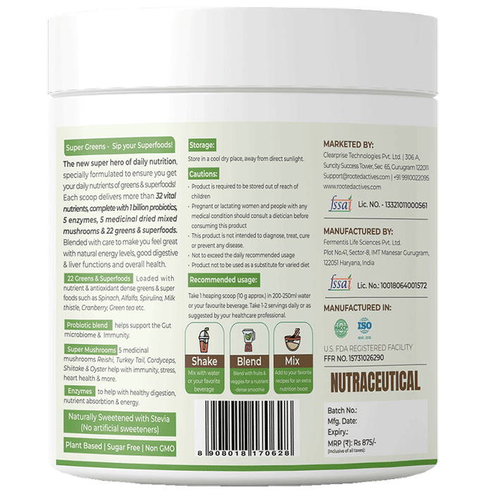Buy Rooted Active Naturals Super Greens Infused with Super Mushrooms ...