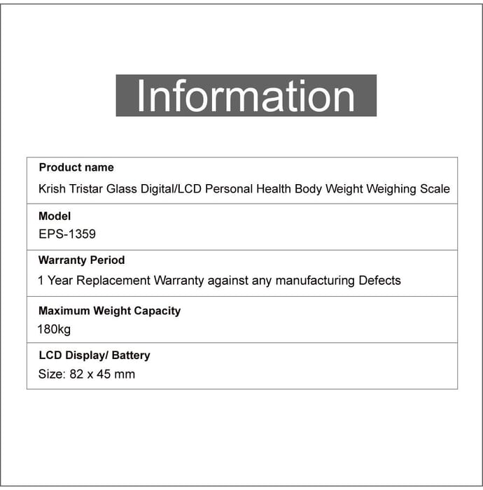 Buy Krish Digital/LCD Weighing Scale Tristar Glass Online | Classic ...