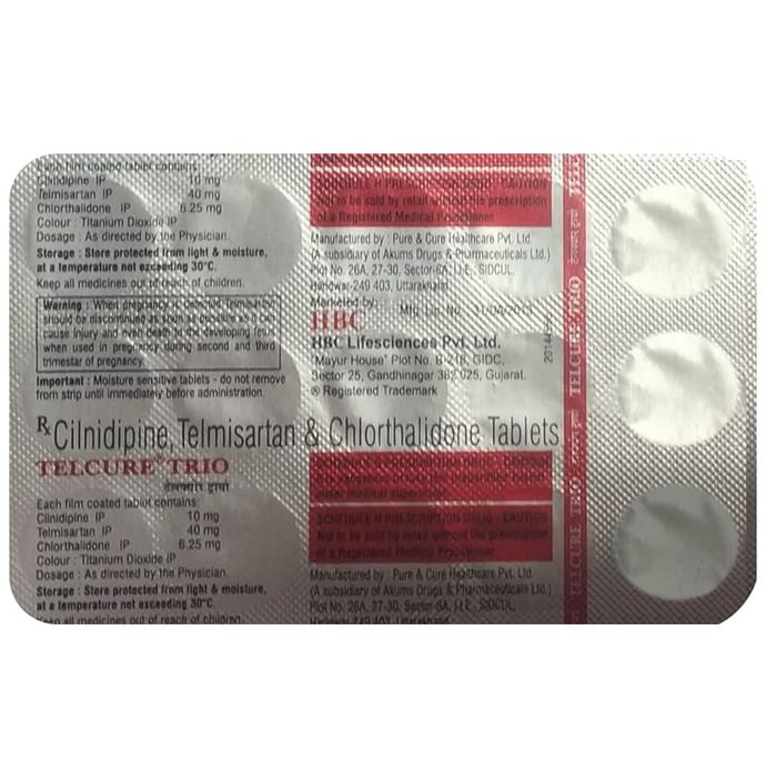 Buy Telcure Trio 40mg/10mg/6.25mg Tablet Online | Classic Derma ...