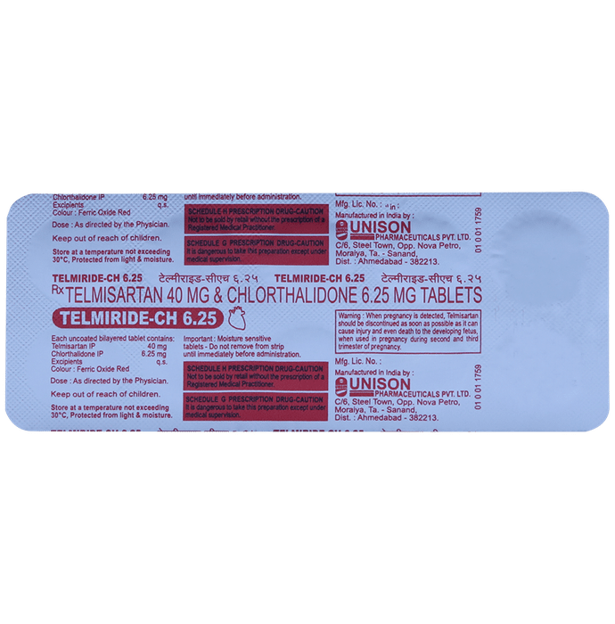 Buy Telmiride CH 40mg/6.25mg Tablet Online | Classic Derma – Classic ...