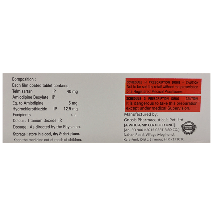 Buy Telmirose AH 40mg/5mg/12.5mg Tablet Online | Classic Derma ...